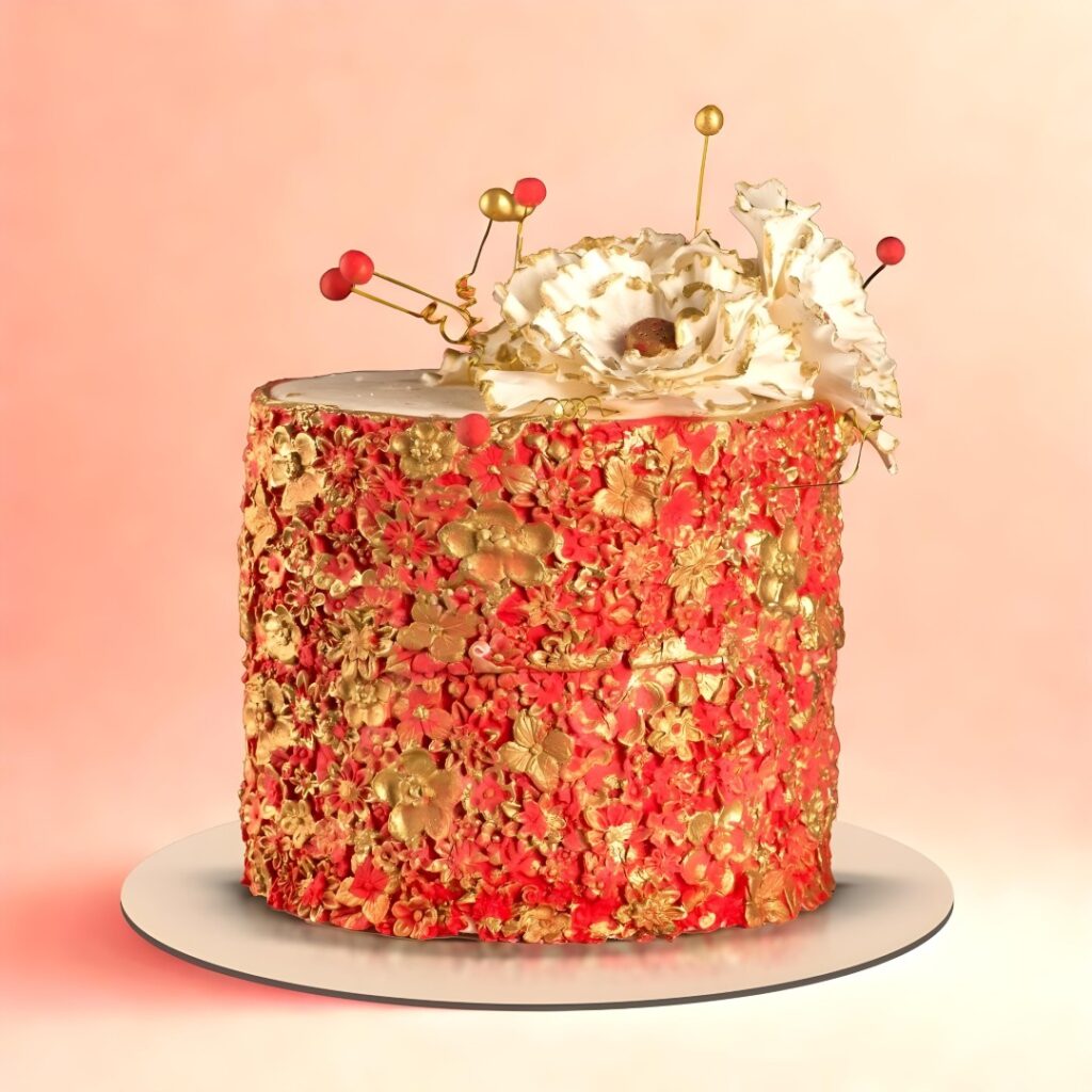 Red Golden Signature Birthday Cake | Royal Cakes | Cake Square